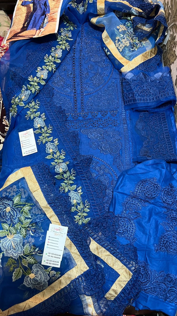 Luxury Heavy Chicken Kari & Embroidered Pure Lawn 3pc with Heavy Borde ...